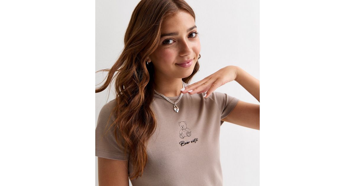 Girls Light Brown Bear Cute Mini T-Shirt | New Look