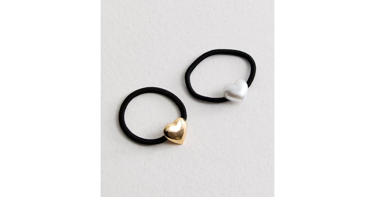 Pack of 2 Multicoloured Heart Hair Bands | New Look