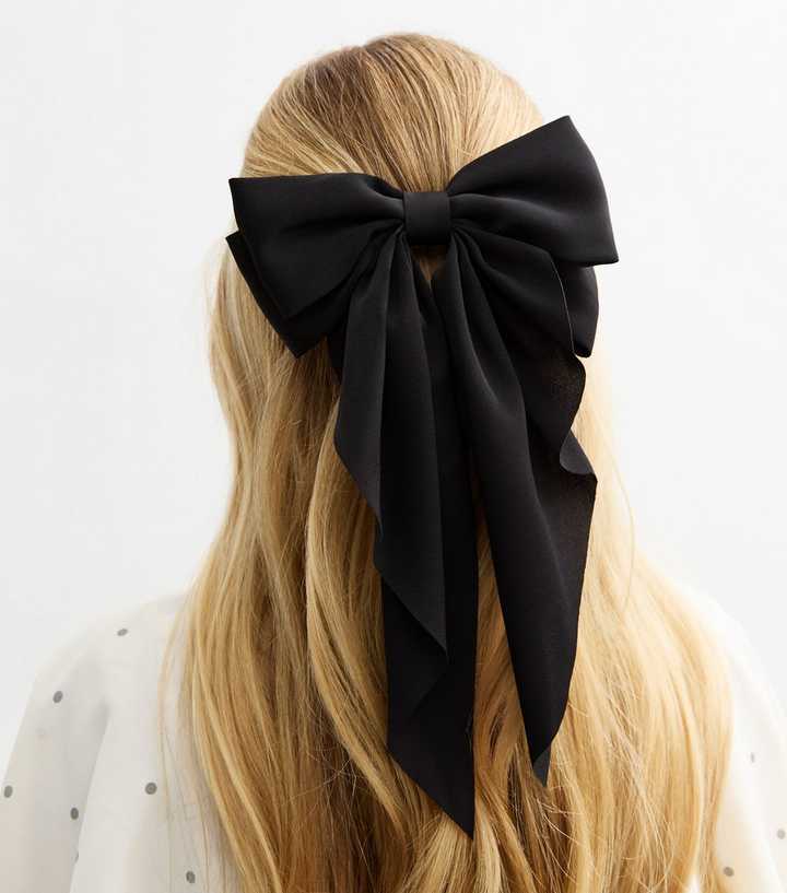 Black Satin Bow Hair Clip | New Look