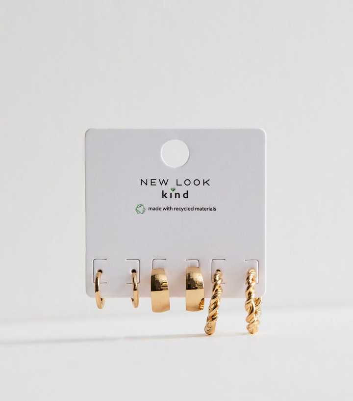 3 Pack of Gold Tone Twist Detail Hoop Earrings | New Look
