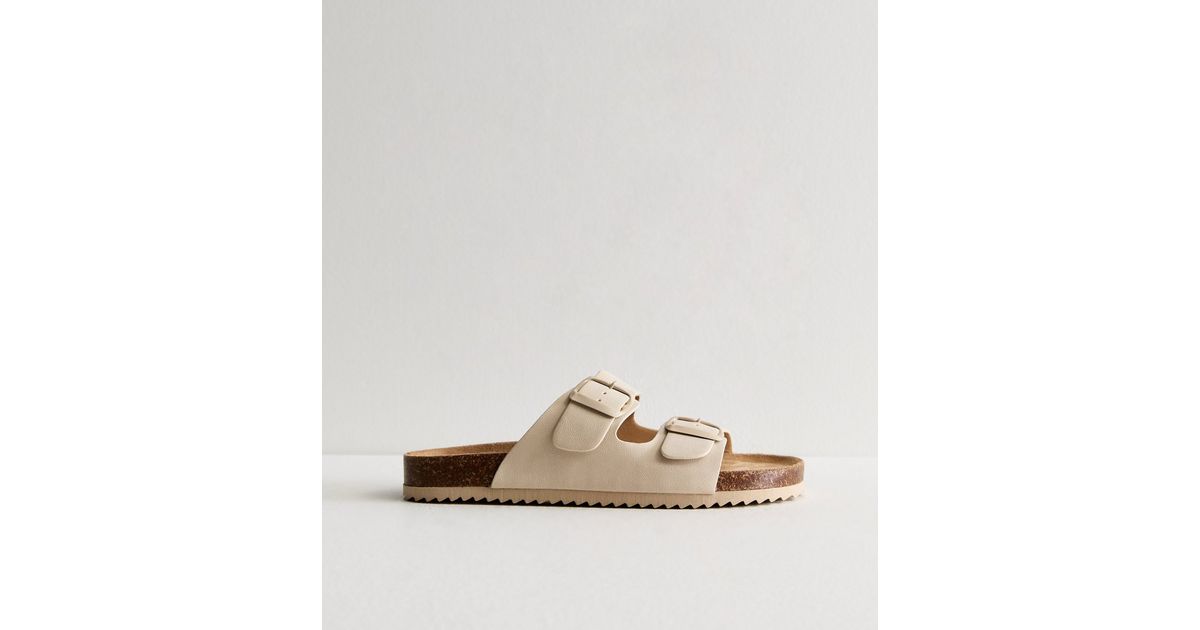 Truffle Off White Buckled Flat Sandals | New Look