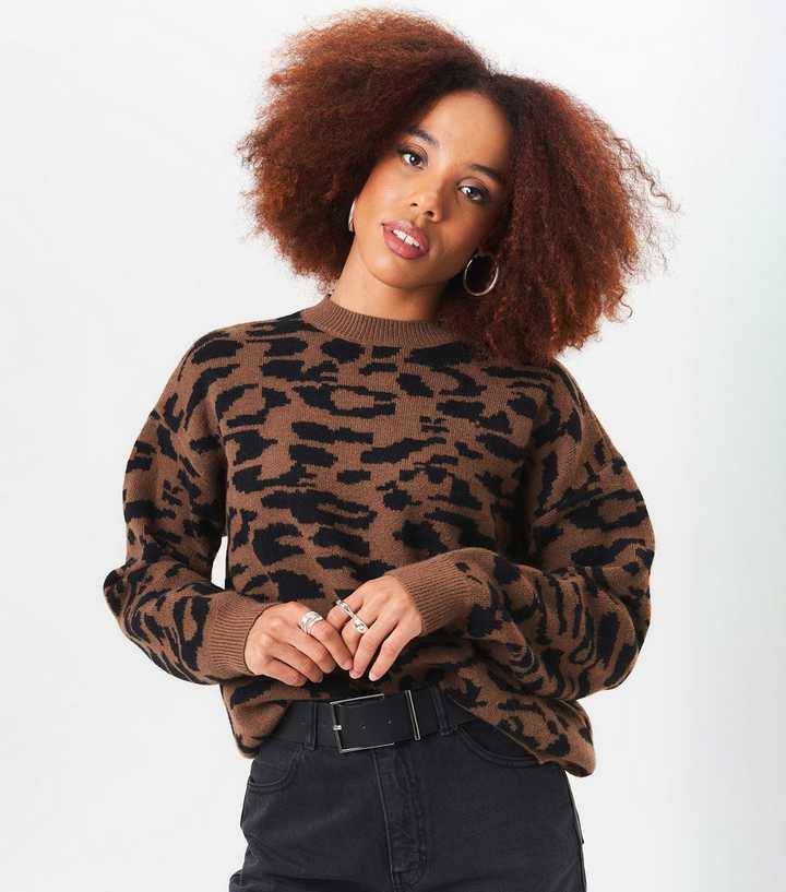Gini London Brown Animal Print Jumper | New Look