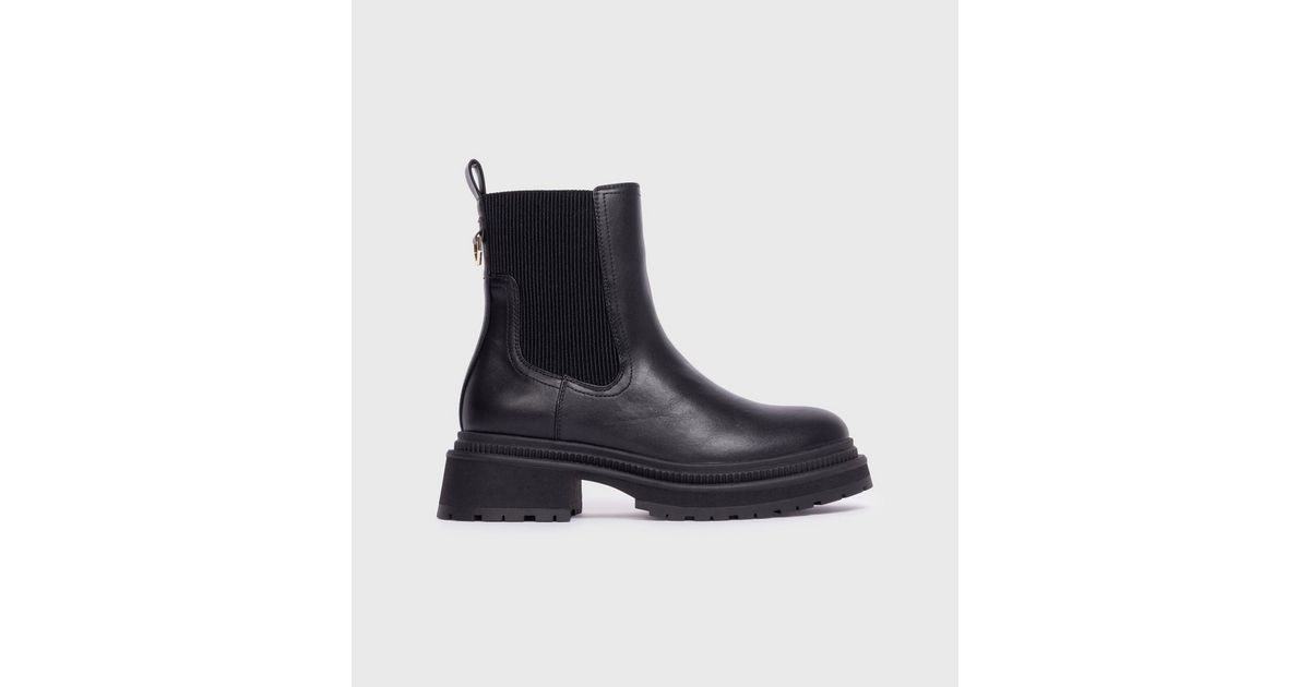 London Rebel Black Faux Leather Chelsea Boots | New Look