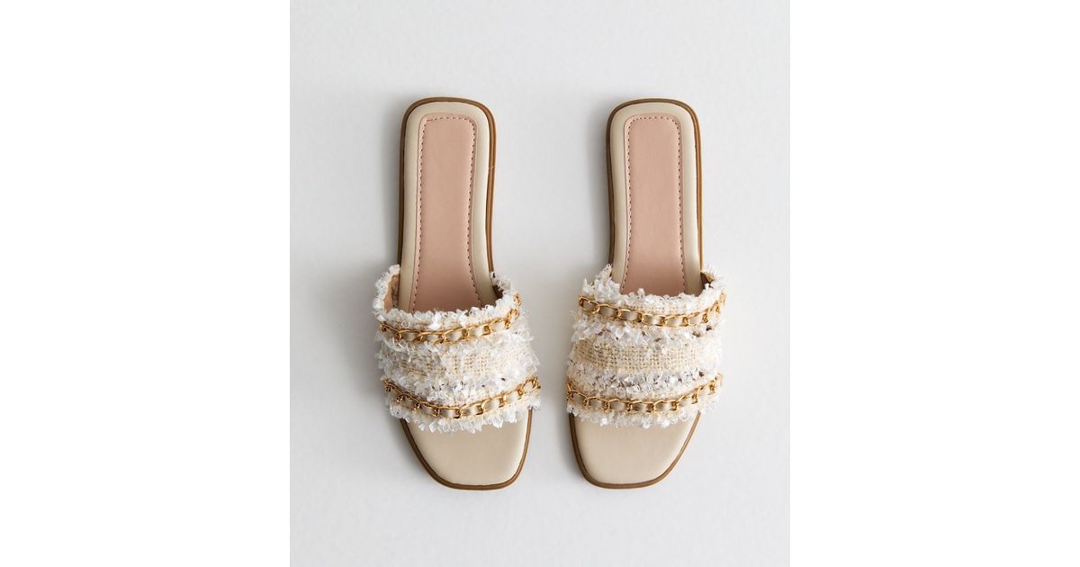 Truffle Off White Fringe Mules | New Look