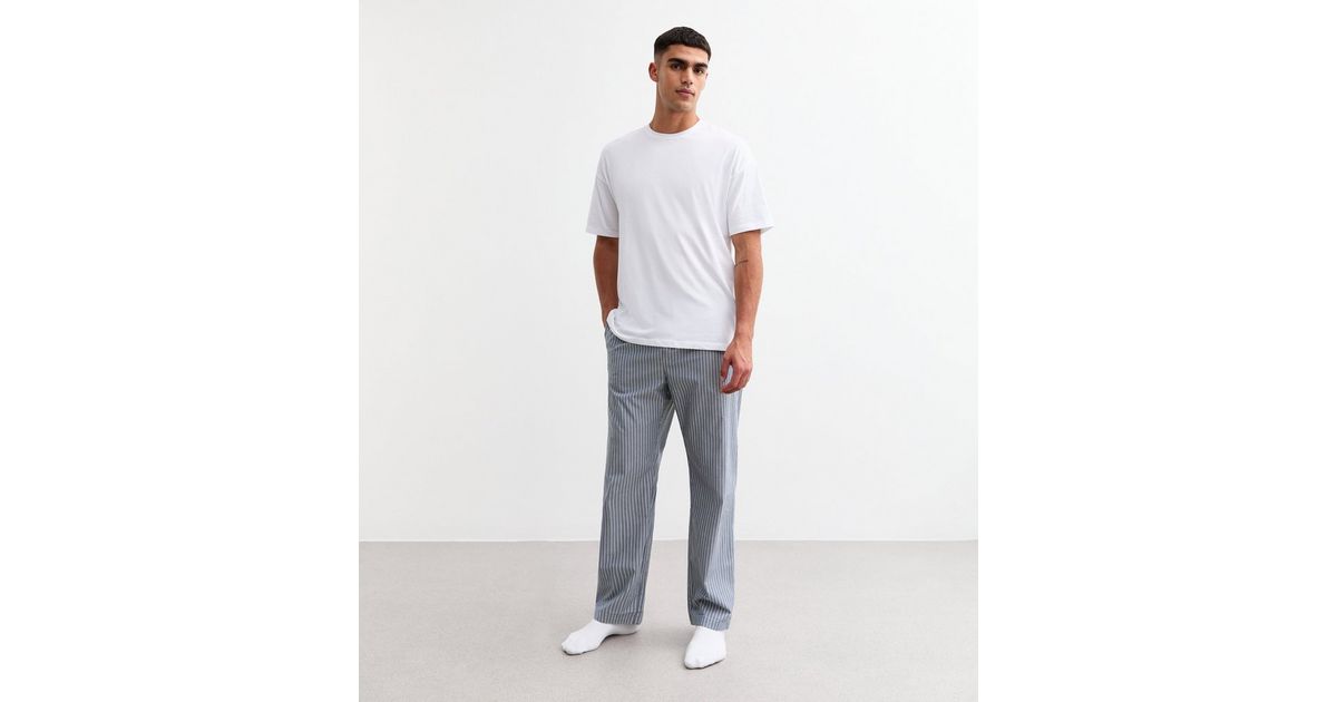Blue Striped Cotton Pyjama Bottoms | New Look