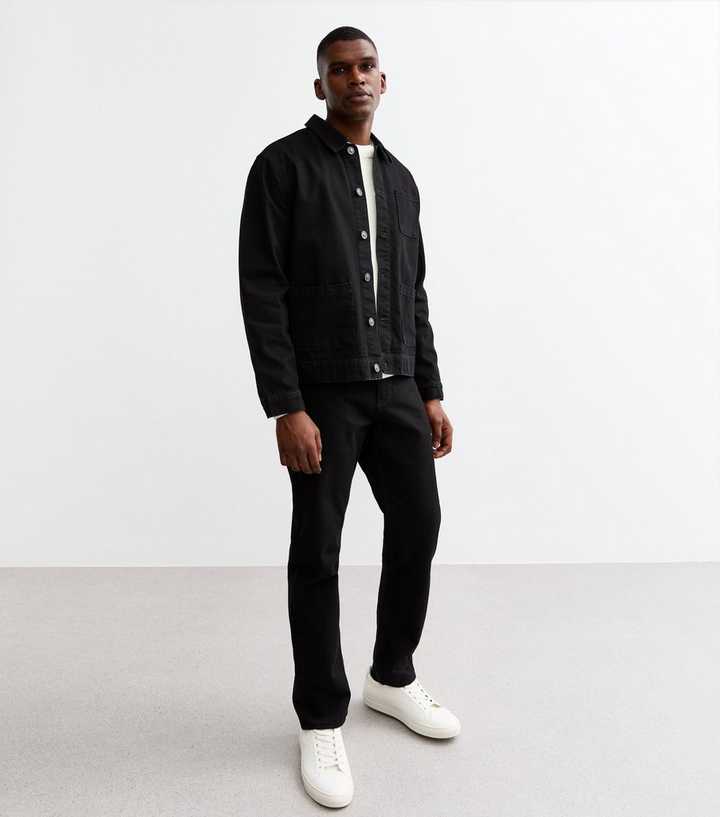 Black Regular Straight Leg Denim Jeans | New Look