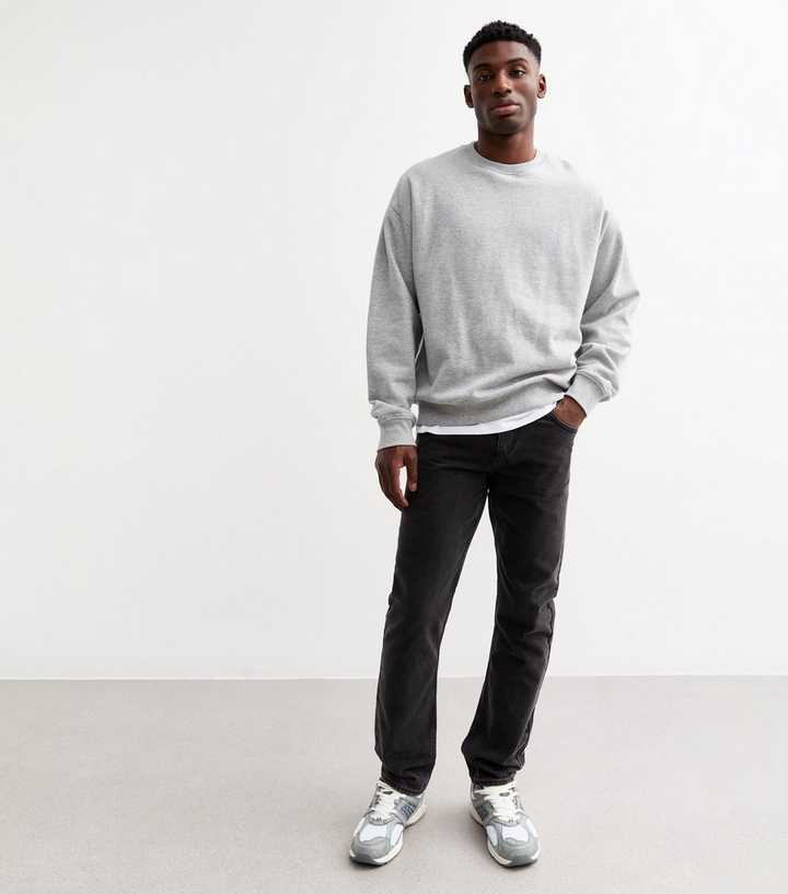 Black Regular Washed Straight Leg Jeans | New Look