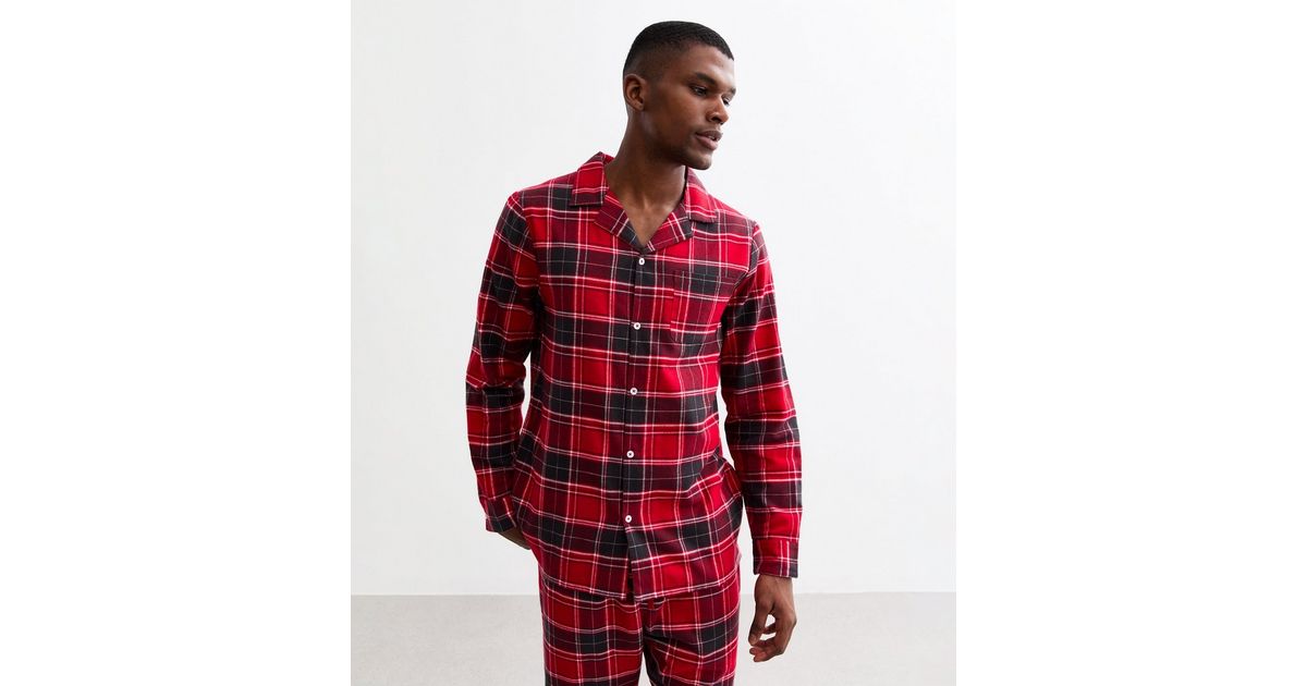 Red Checked Brushed Cotton Pyjama Set | New Look