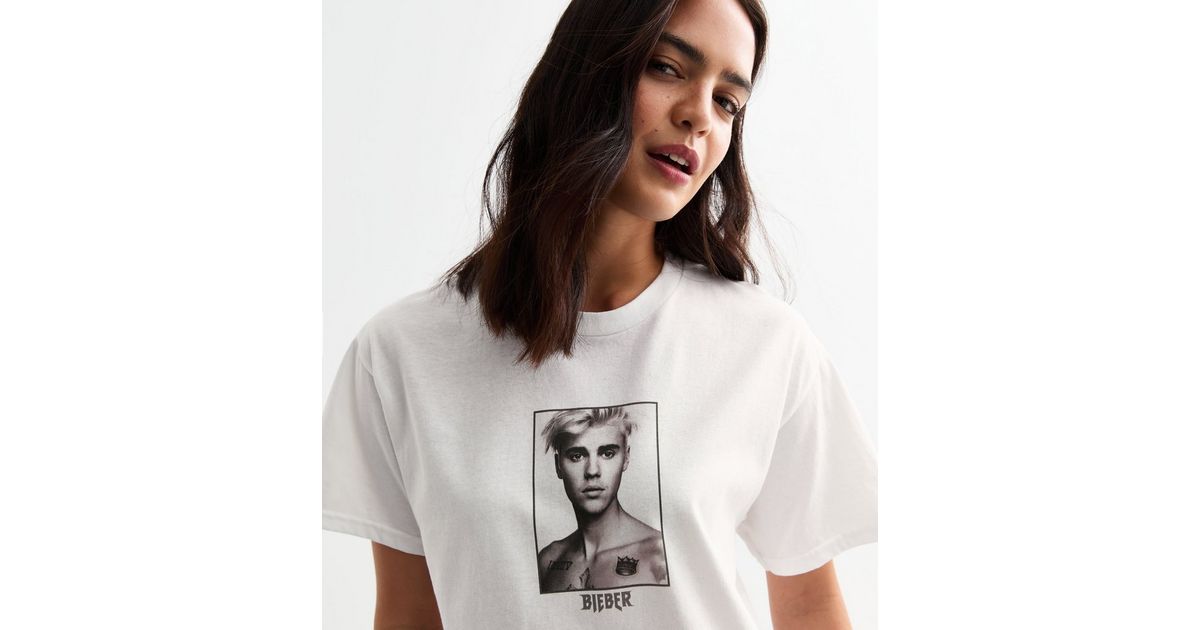 White Justin Bieber Oversized T-Shirt | New Look
