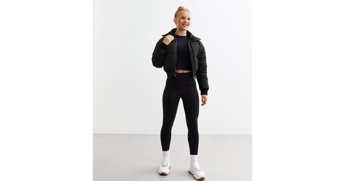 Girls Black High Rise Jersey Leggings | New Look