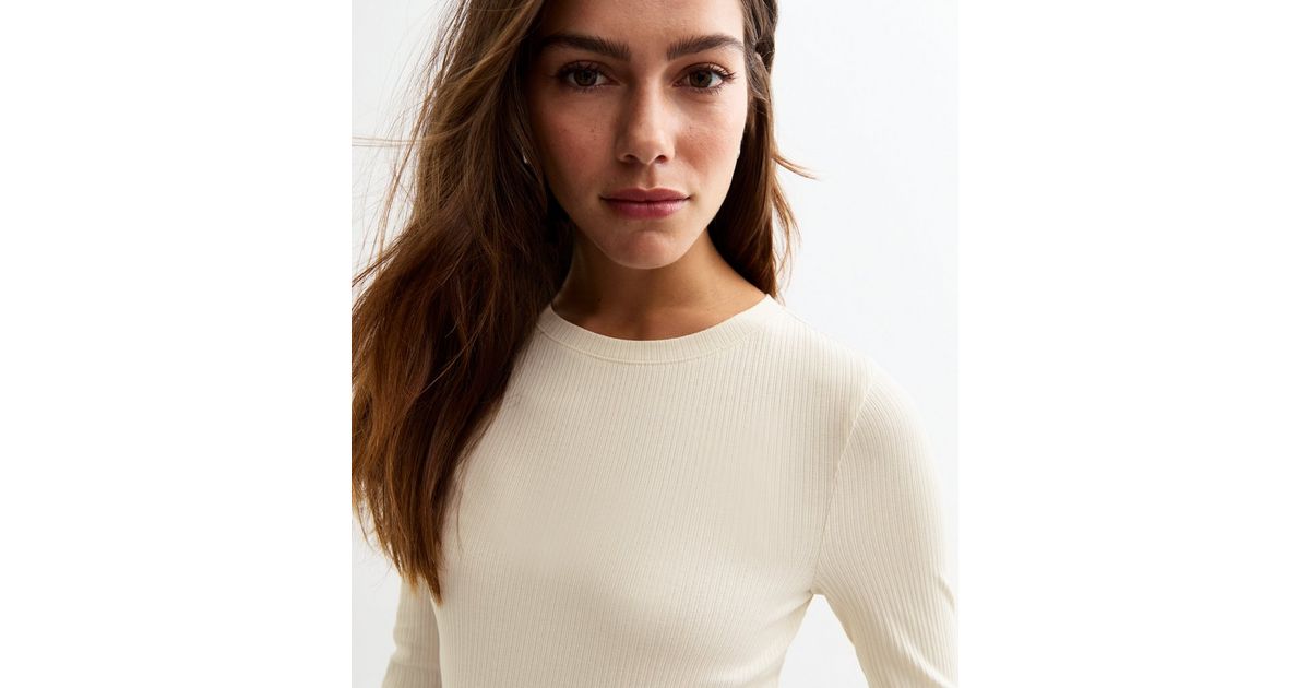 Petite Off White Crew Neck Ribbed Bodysuit | New Look