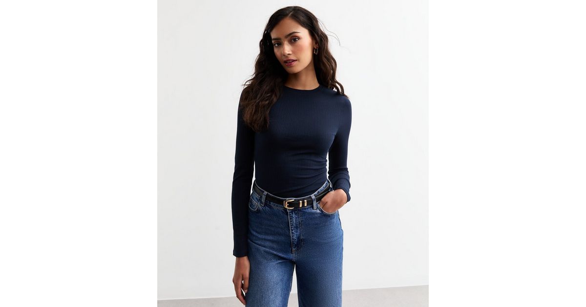 Tall Navy Crew Neck Ribbed Jersey Bodysuit | New Look