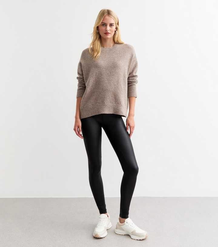 Tall Black Wet Look Leggings | New Look