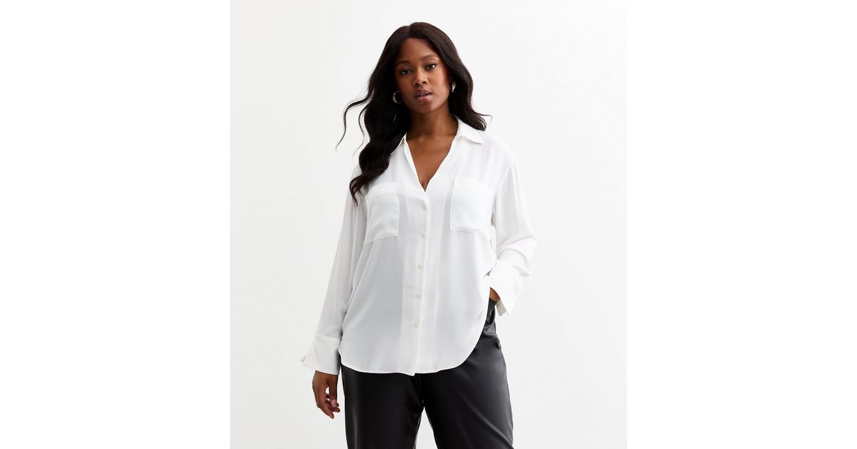 Curves White Crepe Shirt | New Look