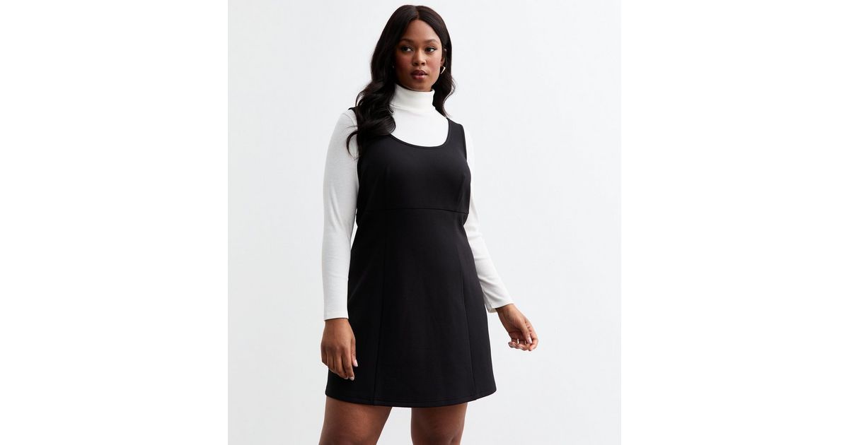 Curves Black Pinafore Mini Dress | New Look