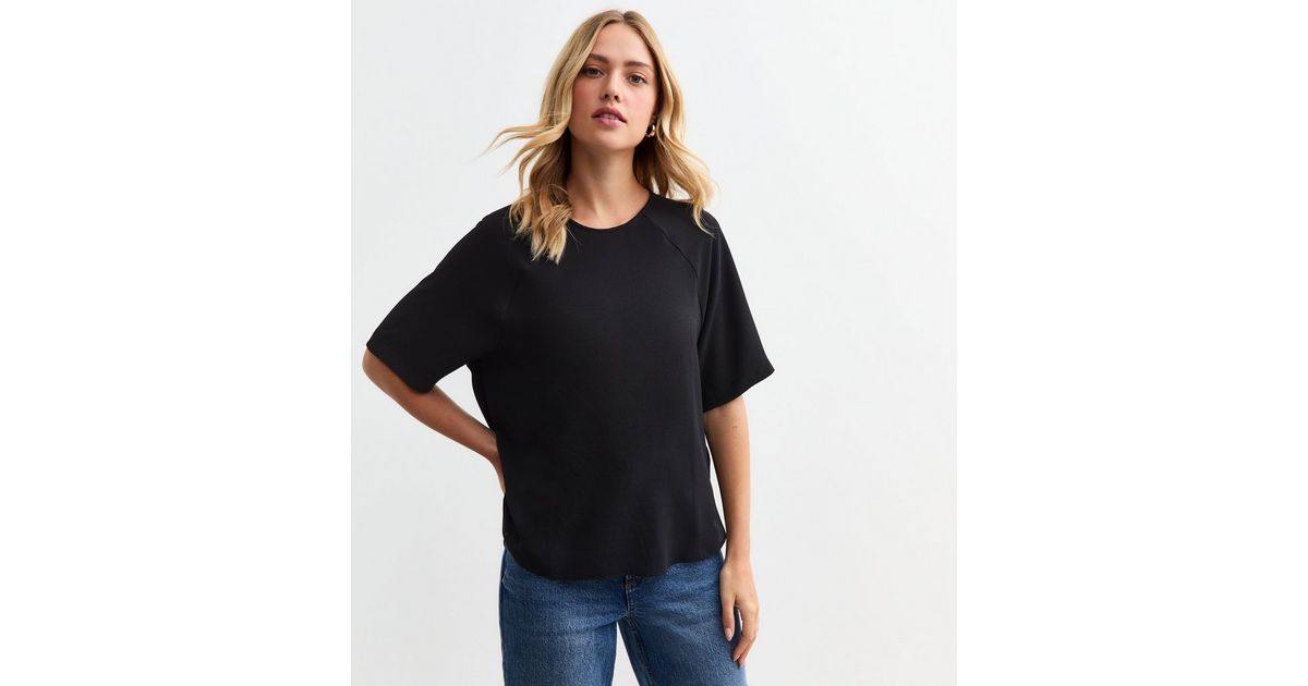 Black Raglan Sleeve Woven Top | New Look