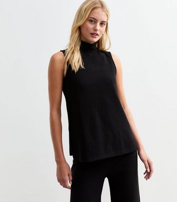 Tall Black High Neck Sleeveless Top | New Look