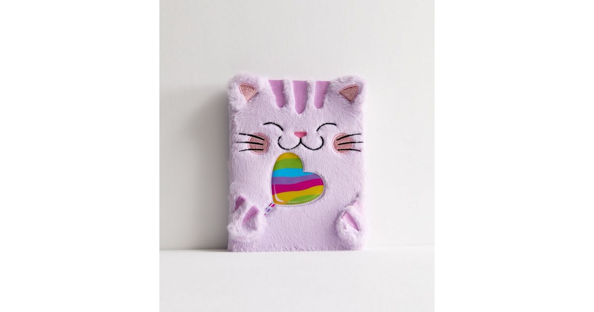 Lilac Cat Faux Fur A4 Notebook | New Look