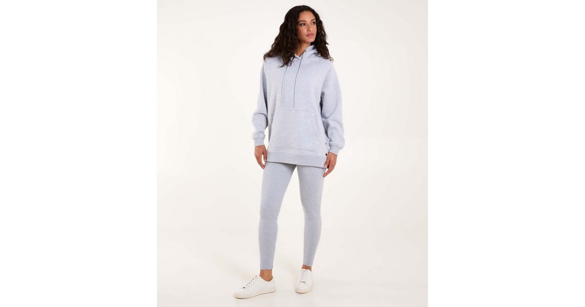 Blue Vanilla Grey Popper Detail Hoodie Trouser Set | New Look