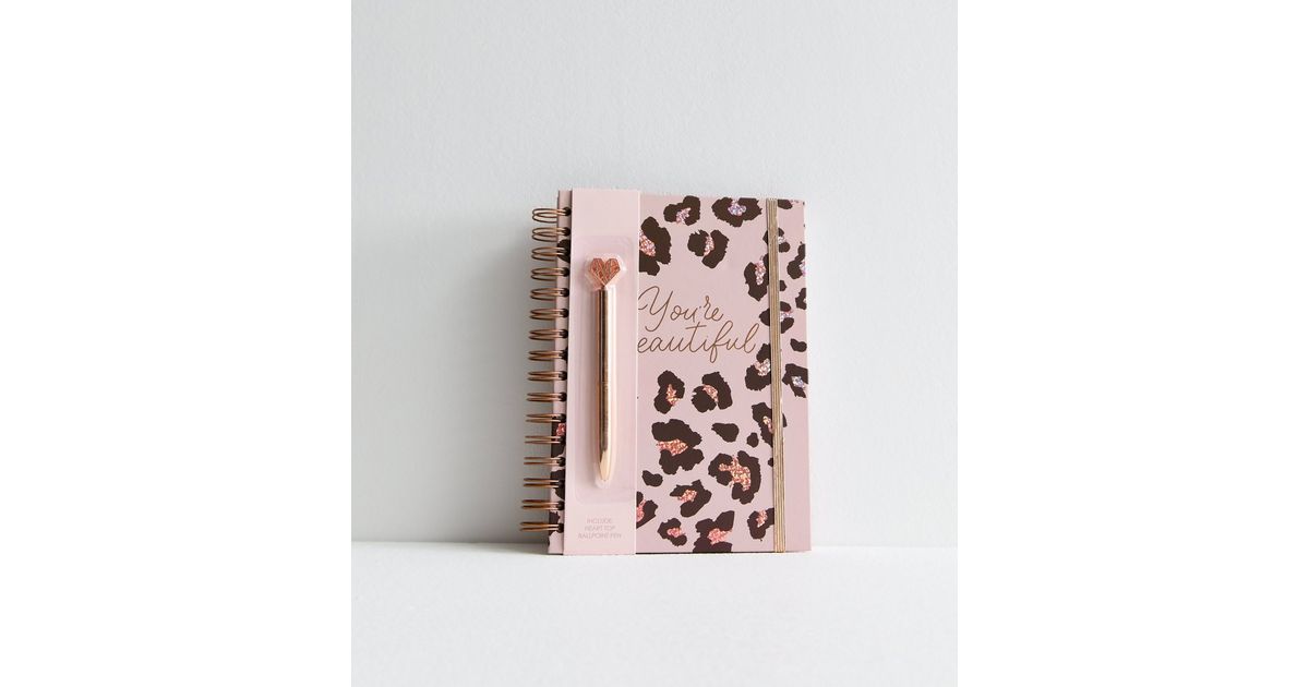Pink Leopard Print You're Beautiful Notebook | New Look