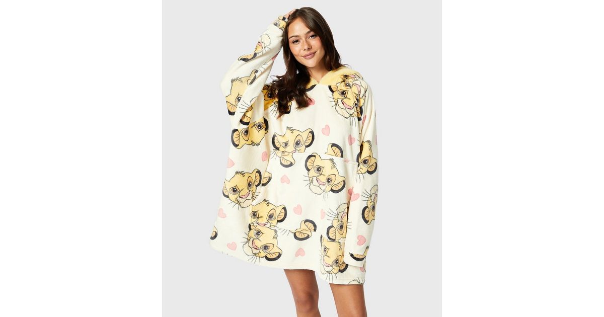Skinnydip Cream Disney Simba Fleece Blanket Hoodie | New Look