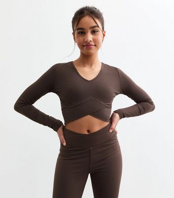 Girls Brown Asymmetric Hem Crop Top | New Look