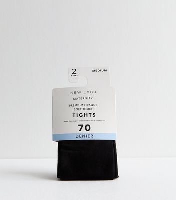 Maternity 2 Pairs of Black Premium Opaque Tights | New Look