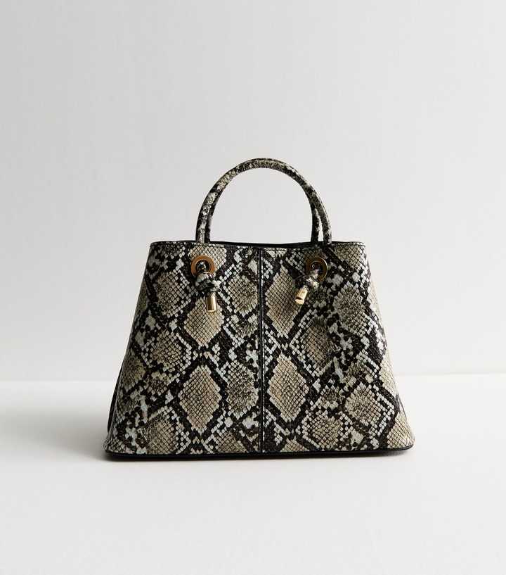 Grey Snakeskin Effect Faux Leather Crossbody Bag | New Look