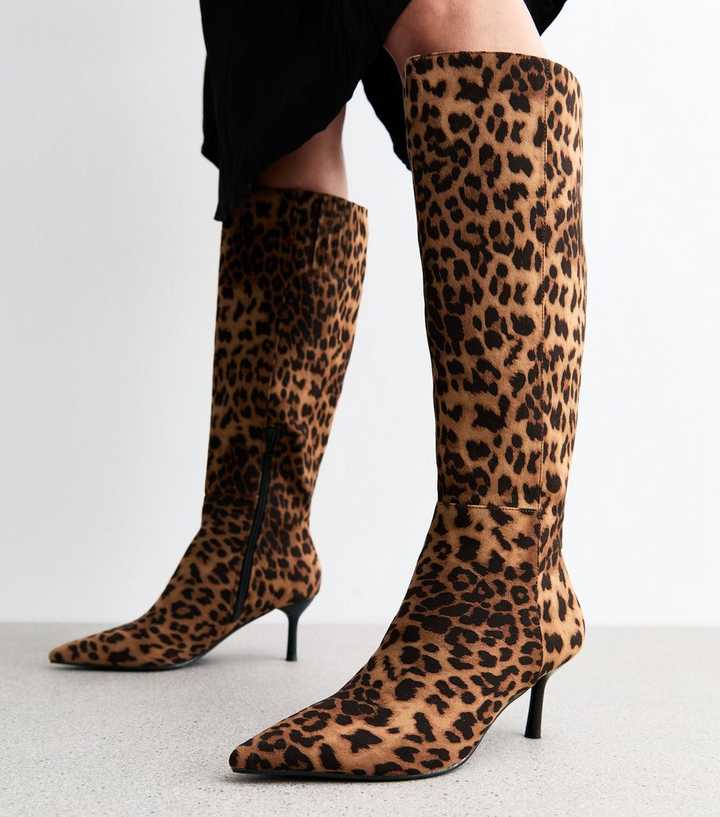 Leopard High Heel Boots Nrmvnmi Women's High Heels Ankle Boots Pointed