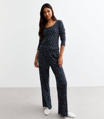 Blue Ditsy Floral Print Pyjama Trousers | New Look