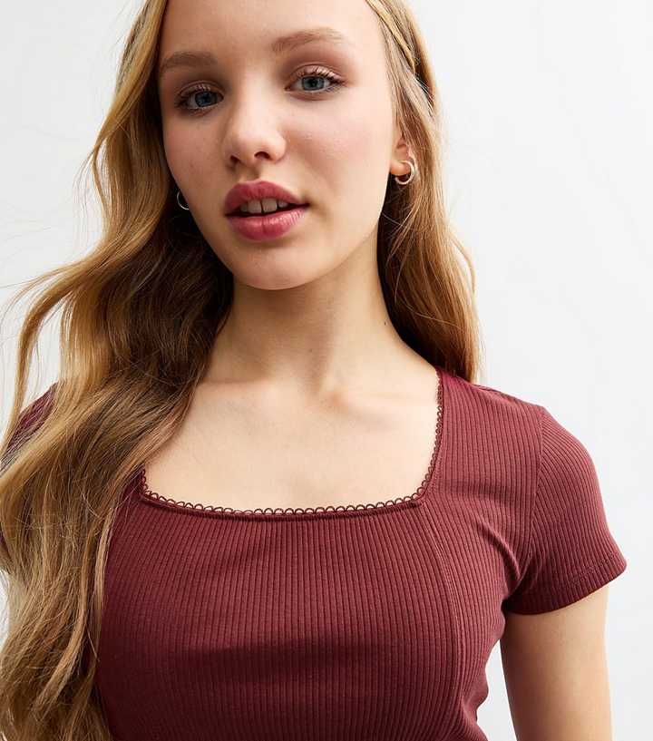 Girls Red Lace Trim Corset Top | New Look
