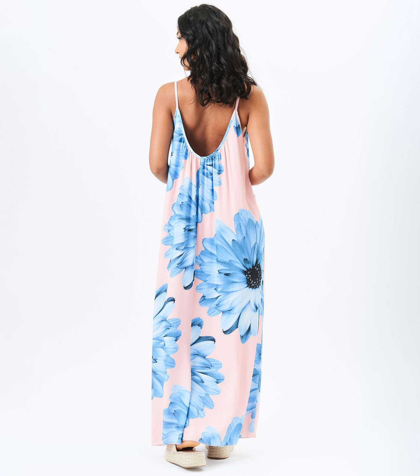 Gini London Pink Floral Print Strappy Oversized Maxi Dress New Look