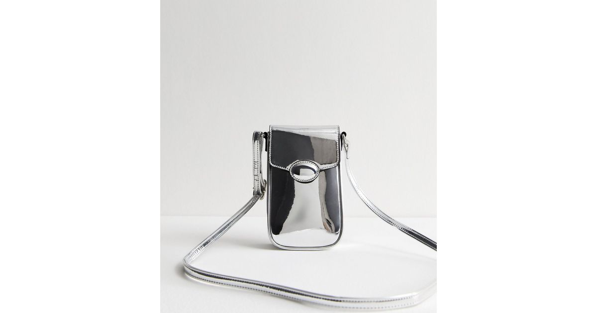 Silver Faux Leather Phone Bag | New Look