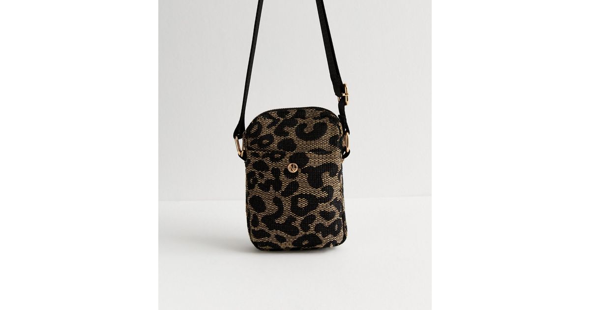 Brown Leopard Print Canvas Phone Bag | New Look