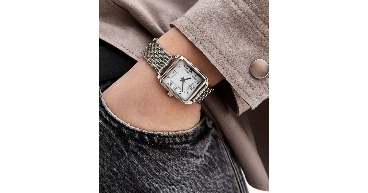 Silver Tone Square Watch | New Look