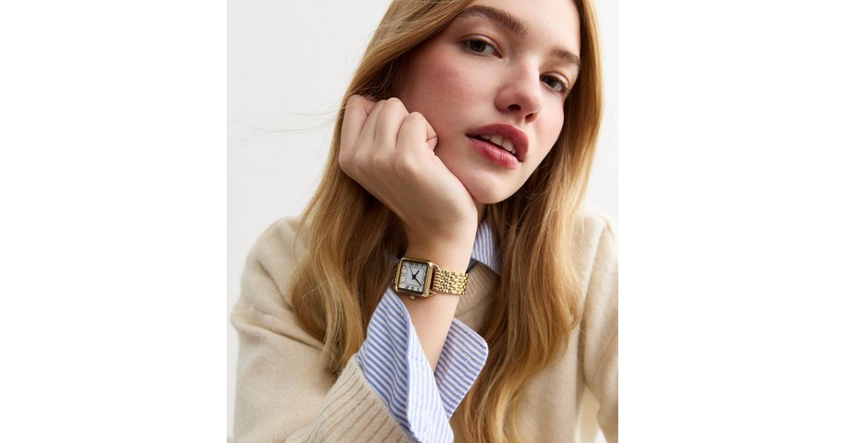 Gold Tone Square Watch | New Look
