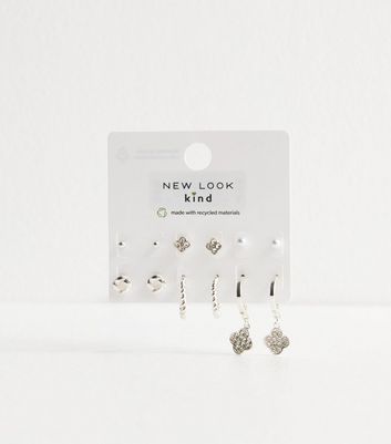 Pack Of 6 Mixed Designs Silver Earrings | New Look