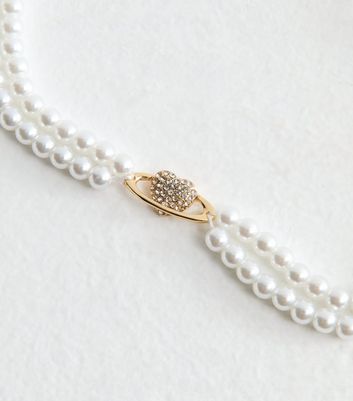 Gold tone pearl necklace store