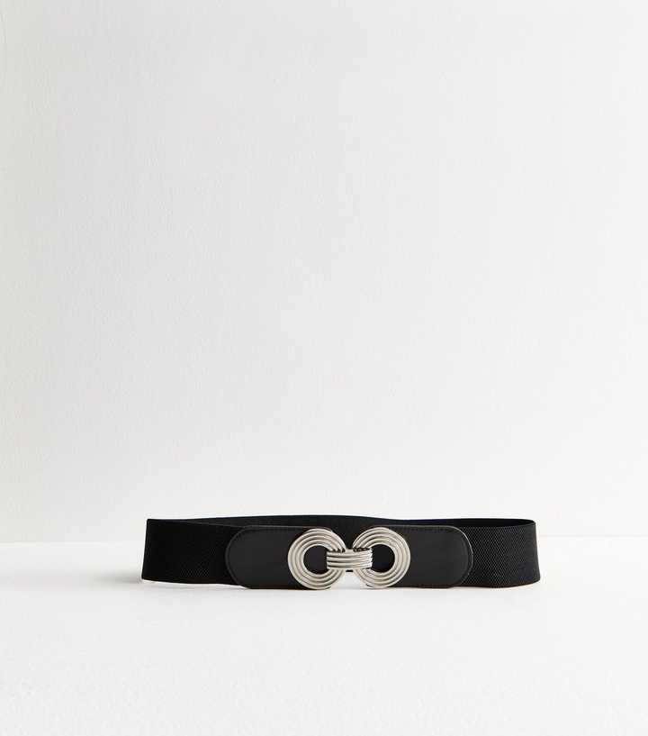 Black Circle Buckle Stretch Belt | New Look