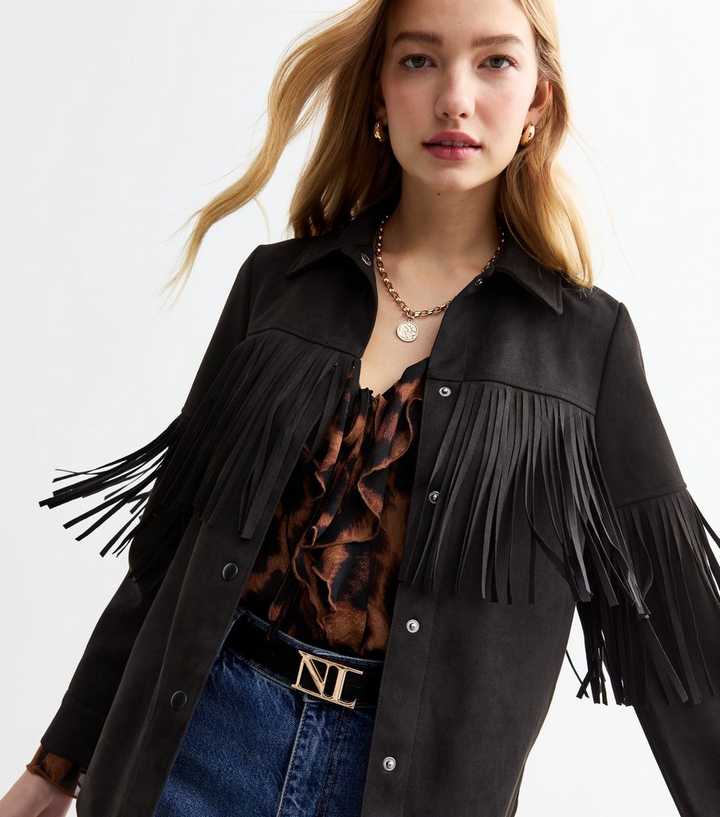 Fringed Suedette Shacket | New Look