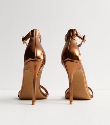 Bronze Back Counter Stiletto Heel Sandals New Look