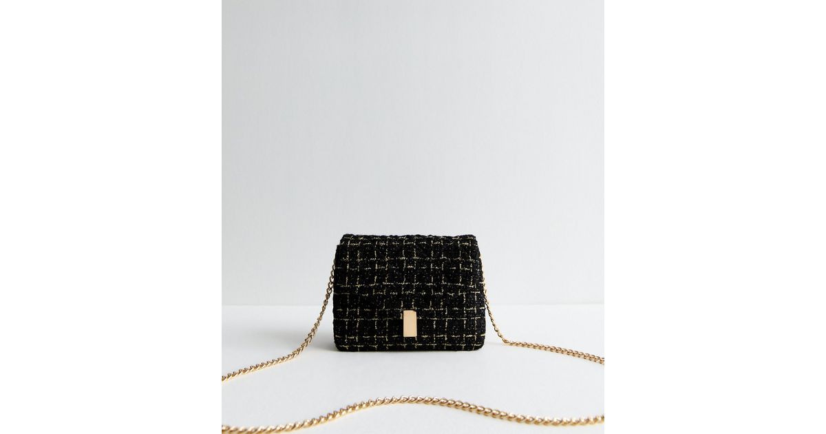 Black Sparkly Bouclé Crossbody Bag | New Look