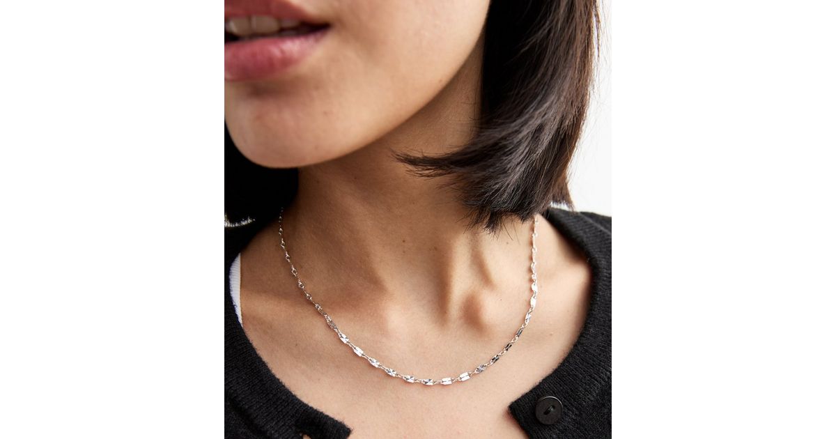 Silver Tone Hexagonal Link Necklace | New Look