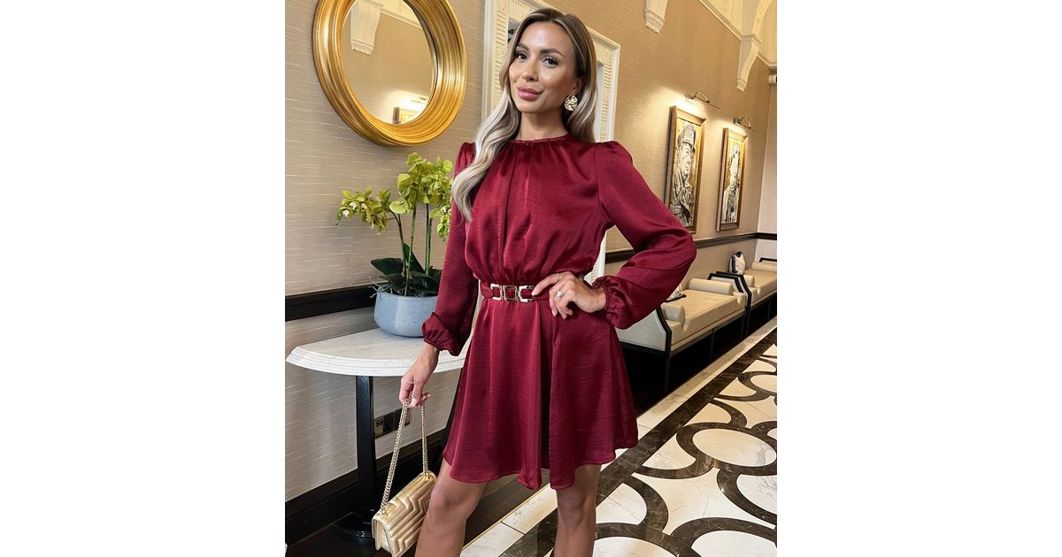 AX Paris Red Satin Skater Dress | New Look