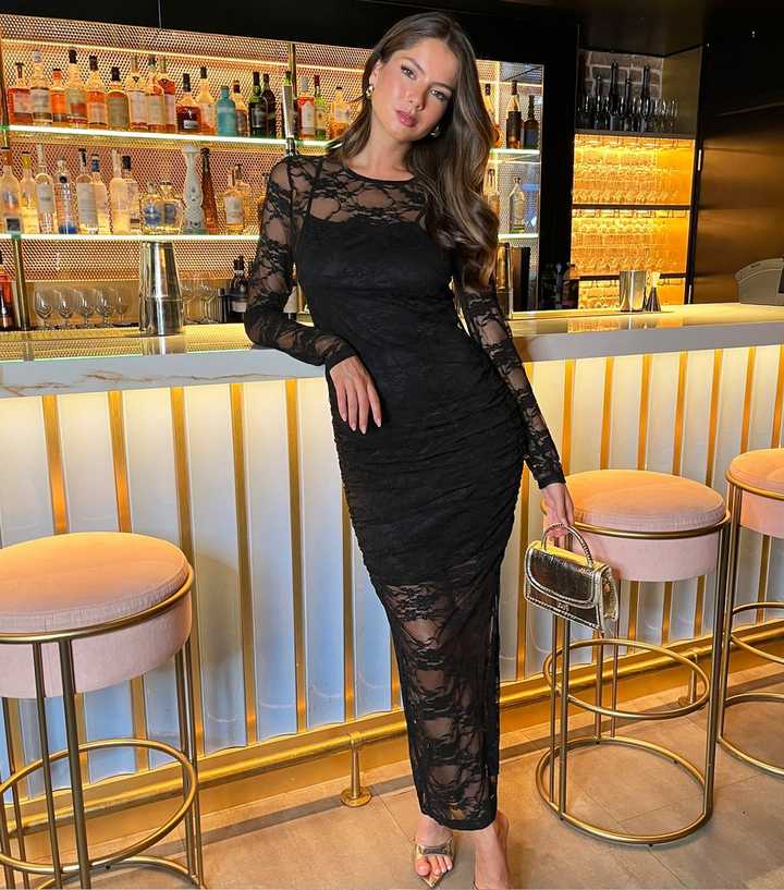 AX Paris Black Lace Midi Dress | New Look