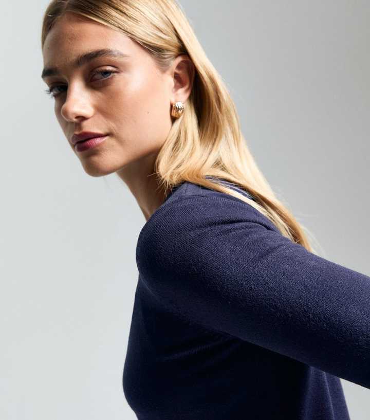 Navy Long Sleeve Crew Neck Jumper | New Look