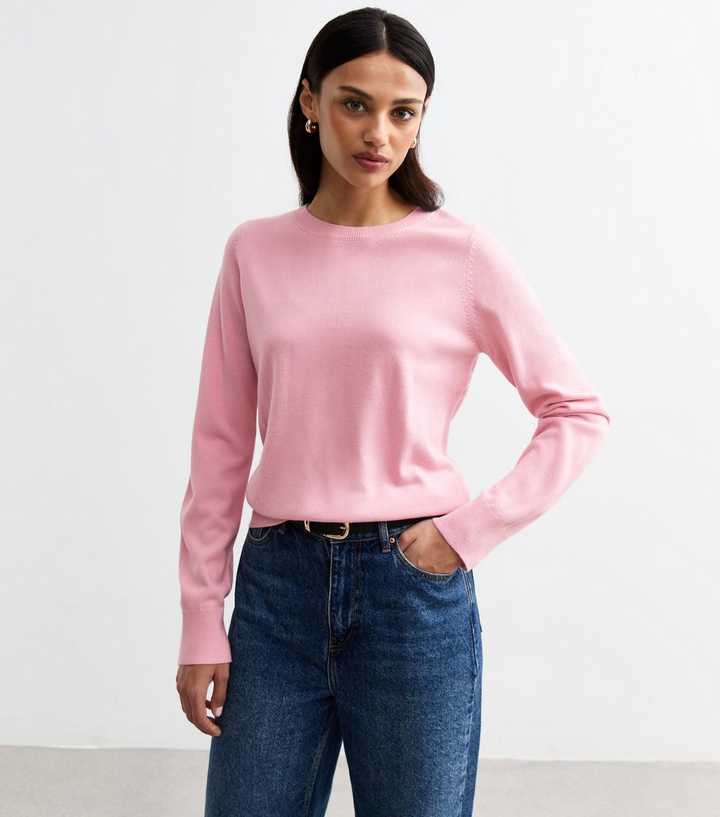 Pink Long Sleeve Crew Neck Jumper | New Look