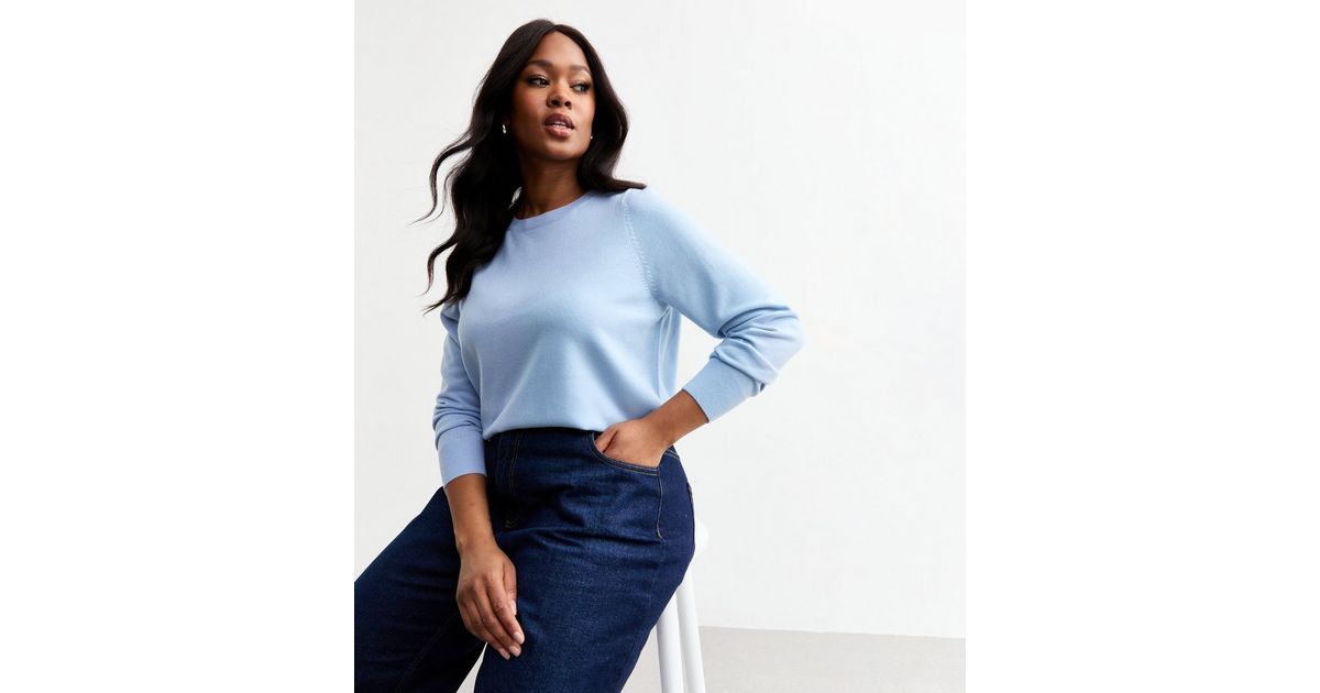Curves Pale Blue Long Sleeve Jumper | New Look