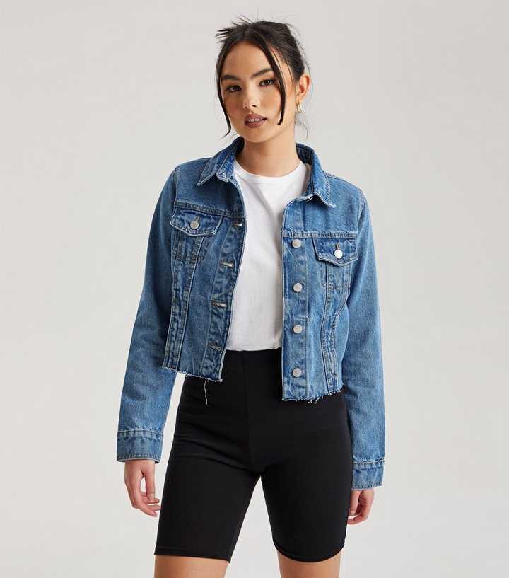 Urban Bliss Blue Cotton Raw Hem Maya Jacket | New Look