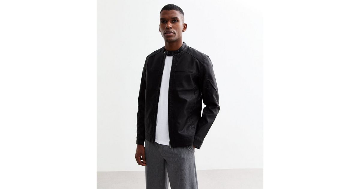 Only & Sons Black Regular Faux Leather Jacket | New Look